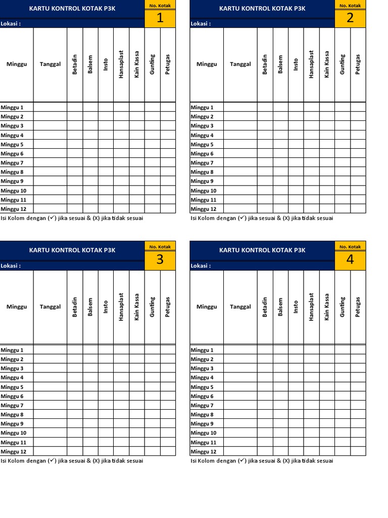 Form Checklist Kotak P3K | PDF
