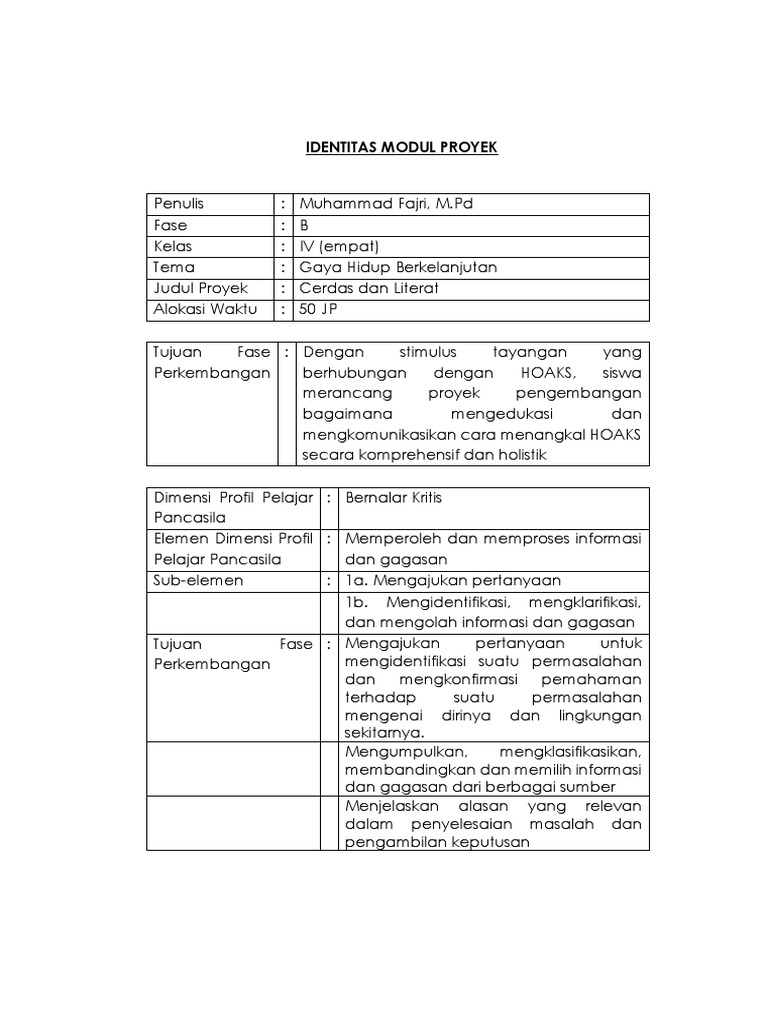 Isi - IDENTITAS MODUL PROYEK | PDF