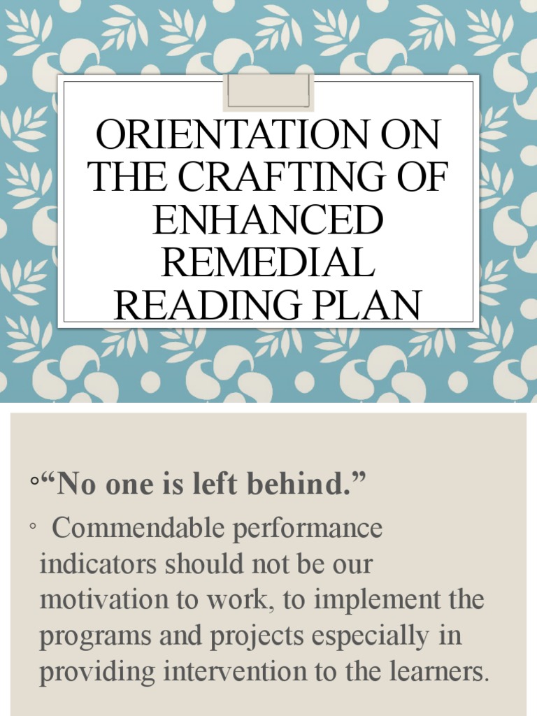 Remedial Plan | PDF | Literacy | Reading Comprehension