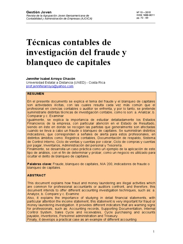 6 Tecnicas Contables Investigacion Fraude | PDF