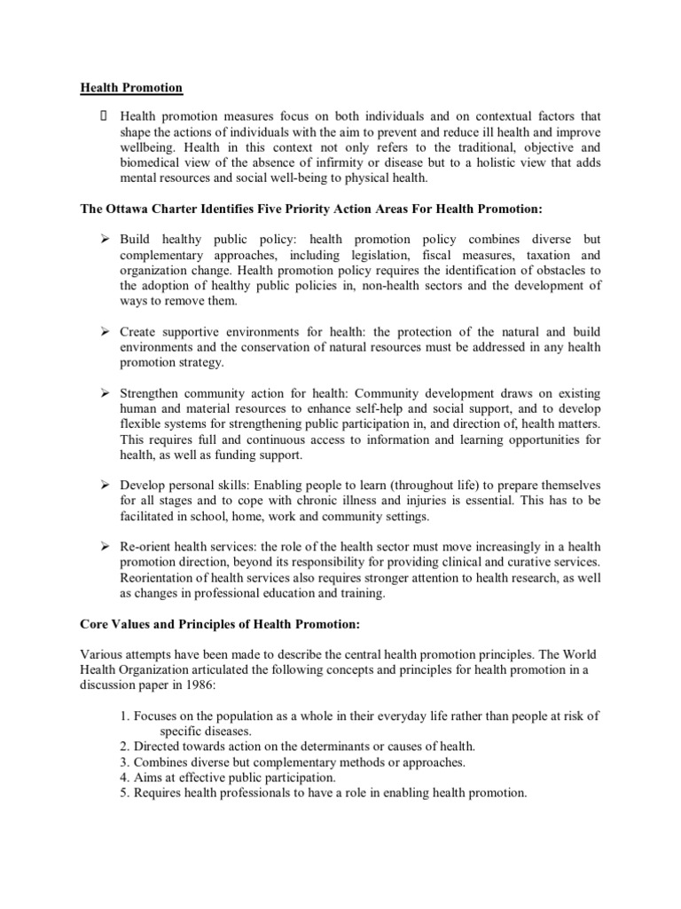 Health Promotion REPORT | PDF | Health Promotion | Preventive Healthcare