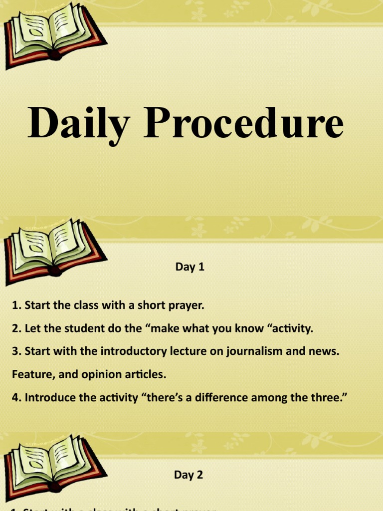 Daily Procedure | PDF | Microsoft Power Point | Desktop Computer