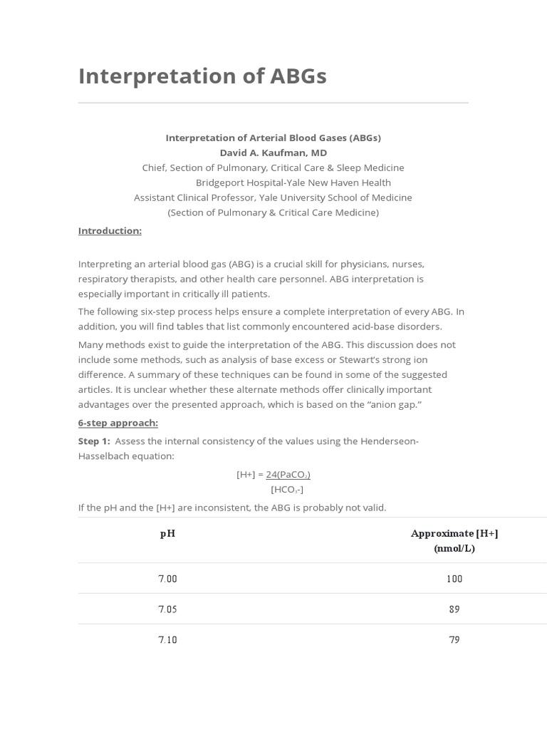 Interpretation of ABGs | PDF