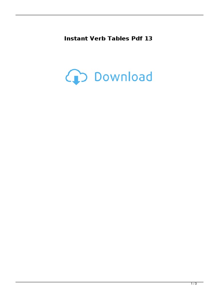 Instant Verb Tables PDF 13 | PDF