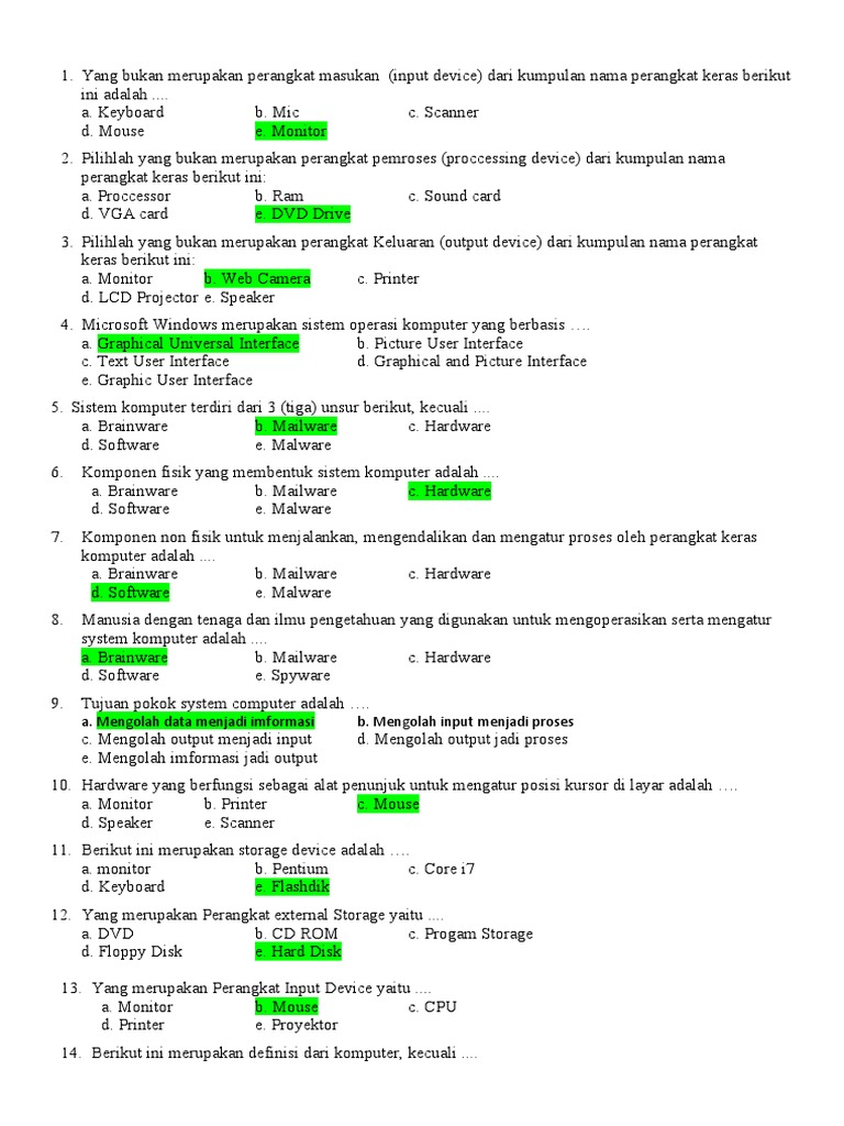 Soal UTS Sistem Komputer | PDF