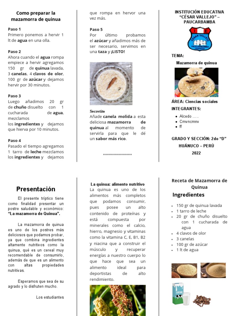 Tríptico - Receta Saludable | PDF | Quinua | Alimentos