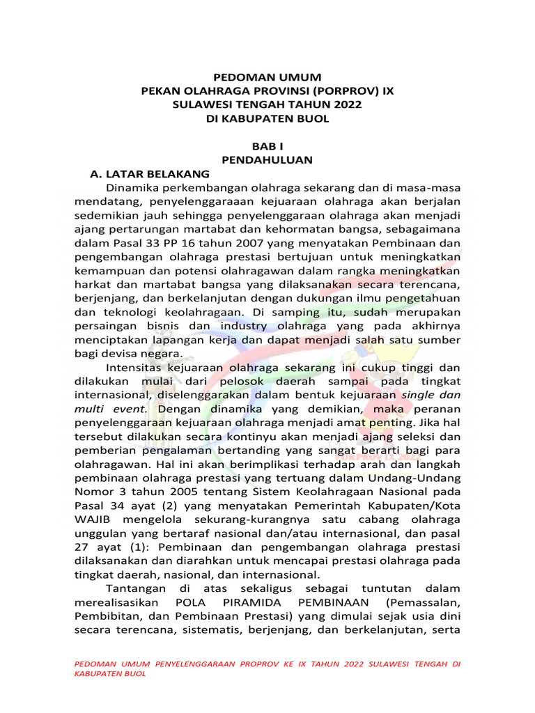 PEDOMAN PORPROV 2022ok | PDF