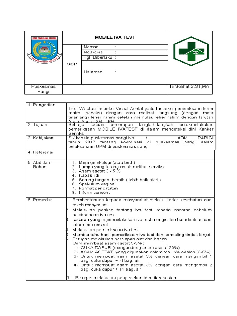 Prosedur Tes IVA Mobile untuk Deteksi Kanker | PDF | Pengembangan Diri ...