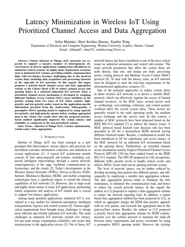 Latency Minimization Globecom Pdf Computer Network Internet Of Things 