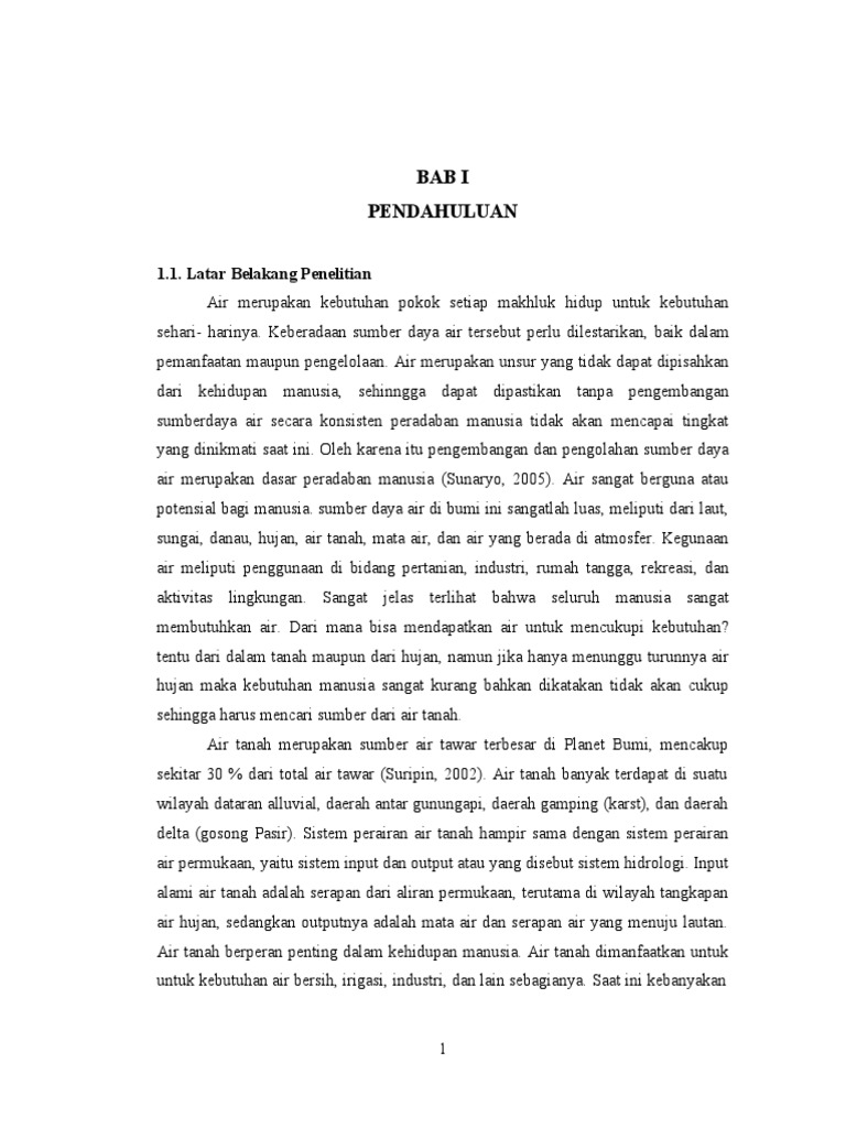 Laporan Pendahuluan Perencanaan Sumur Bor | PDF