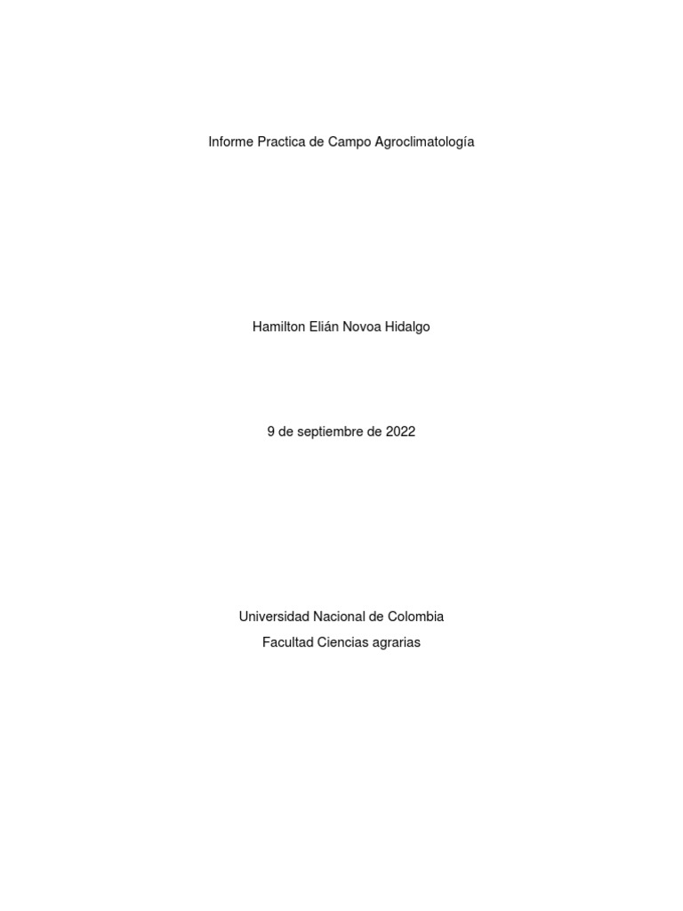 Informe Practica de Campo Agroclimatología | PDF | Herida | Temperatura