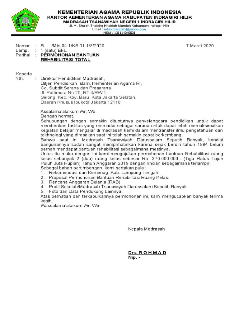 Contoh Proposal Rehab MTS | PDF