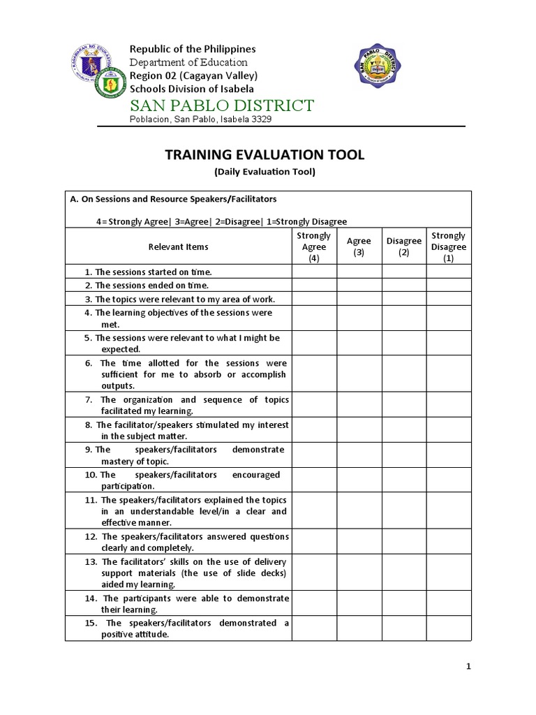 Training Evaluation Form | PDF | Learning | Facilitator