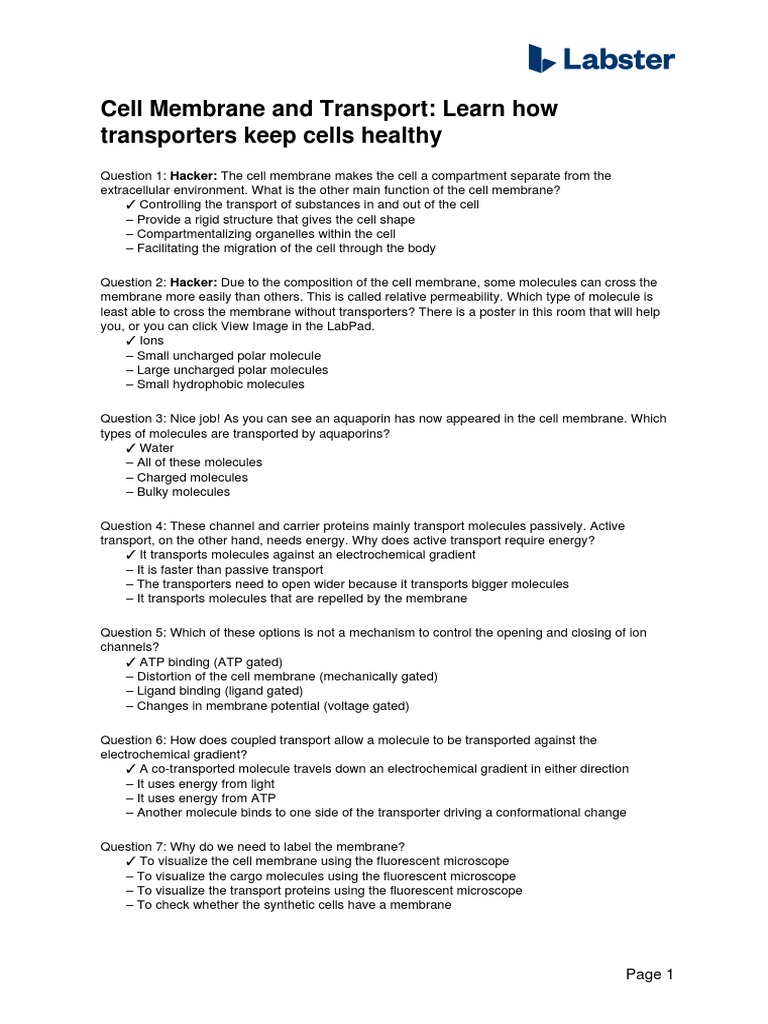 5questions Cell Membrane and Transport Learn How Transporters Keep ...