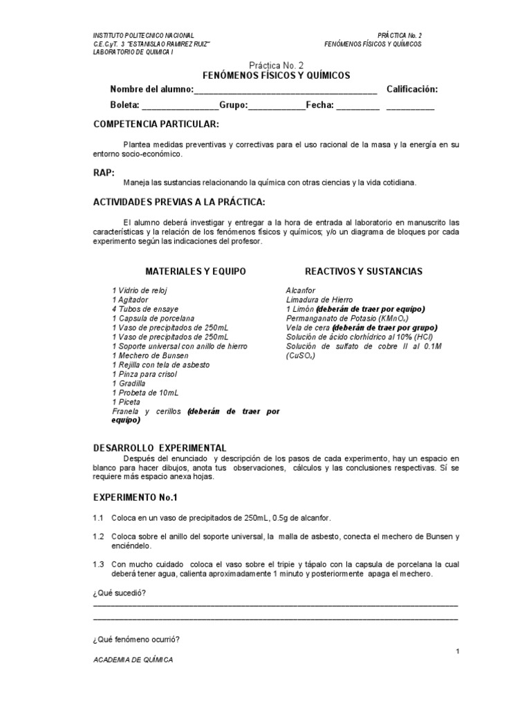 Practica 2 Quimica Pdf Química Naturaleza