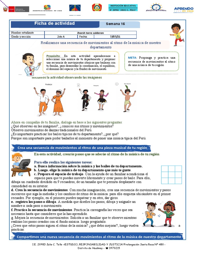 Ficha Actividad Estud. 1°2° | PDF | Bailes | Ritmo