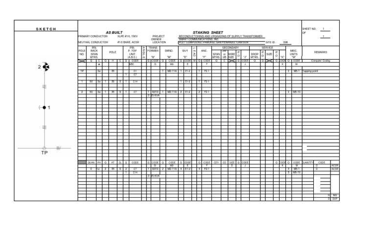 Sketch: As Built Staking Sheet | PDF | Electrical Engineering | Electric Power