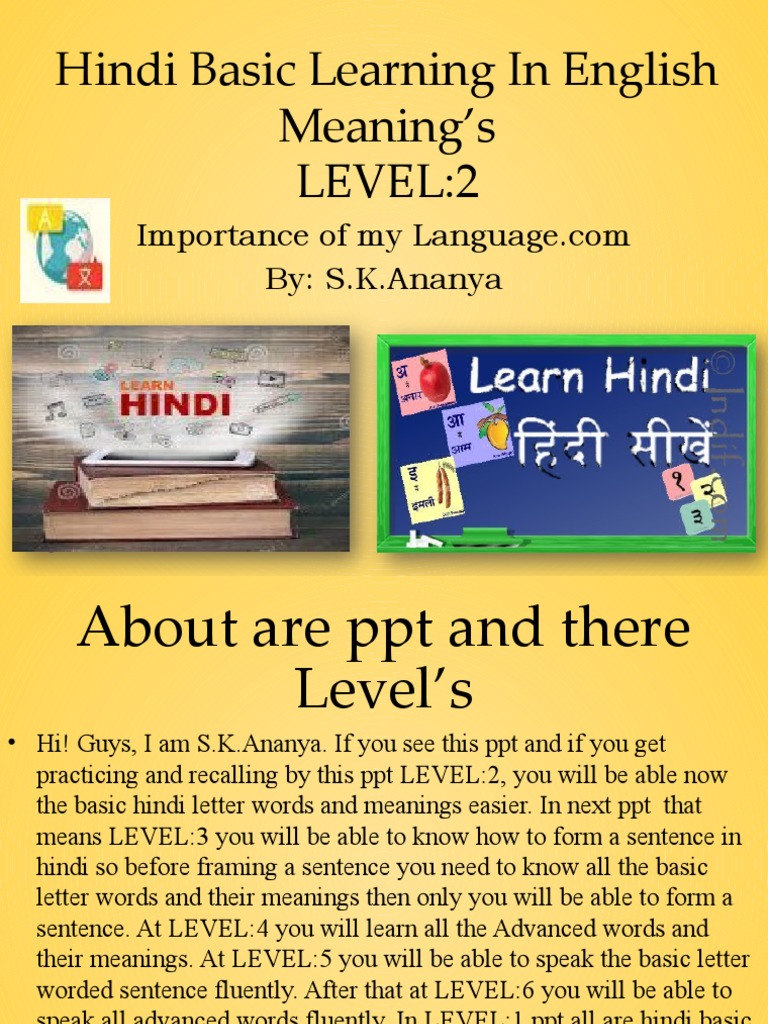Hindi Basic Learning Level 2 Guide | PDF