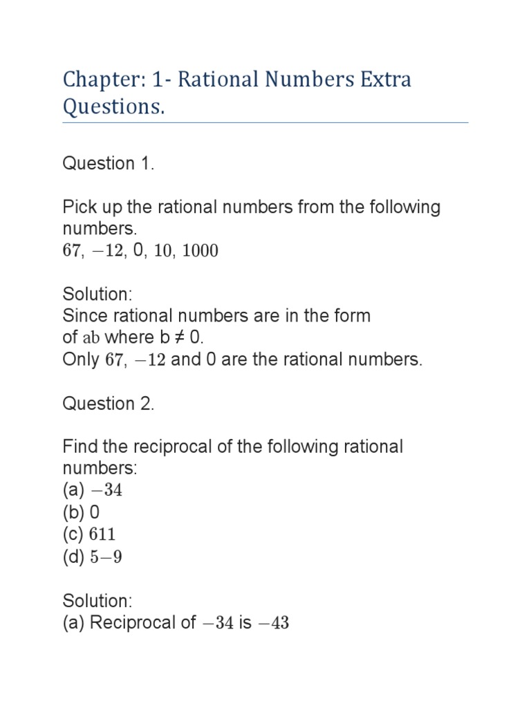 Maths Rational Numbers | PDF | Multiplication | Mathematical Analysis