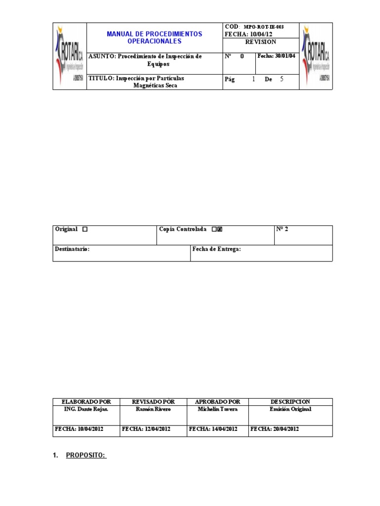 Inspeccion Por Particulas Magneticas Secas Mpo-Rot-Ie-003 | PDF