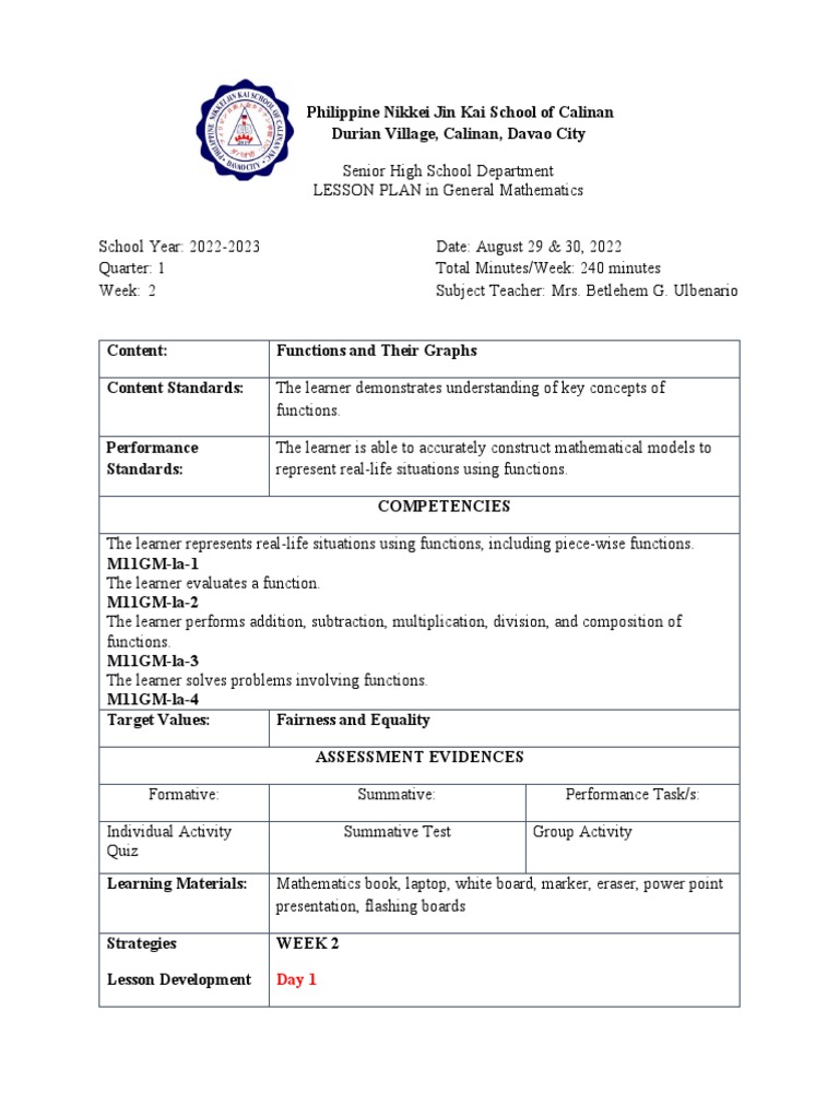 Lesson Plan Q1 Week 2 | PDF | Learning | Pedagogy