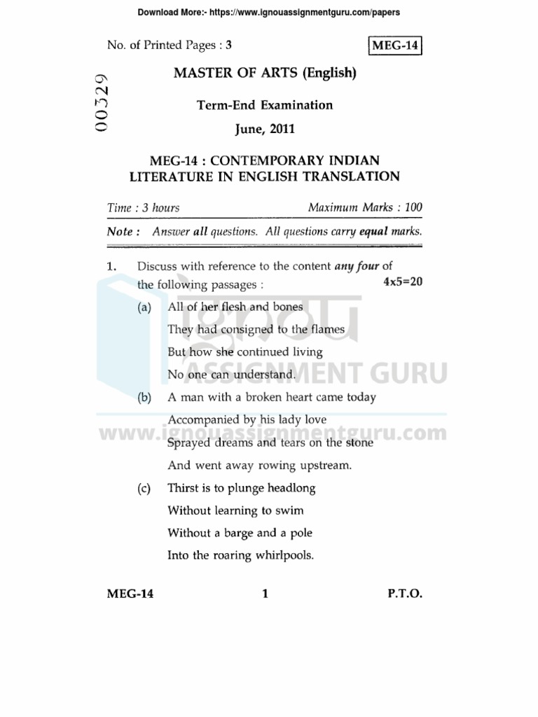MEG 14 Previous Year Question Papers by Ignouassignmentguru 1 | PDF