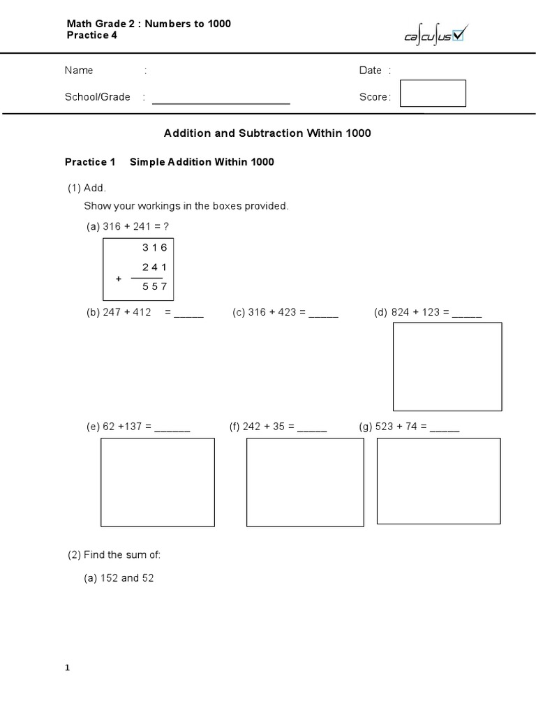Math - p2 - Numbers To 1000 - 4-1 | PDF