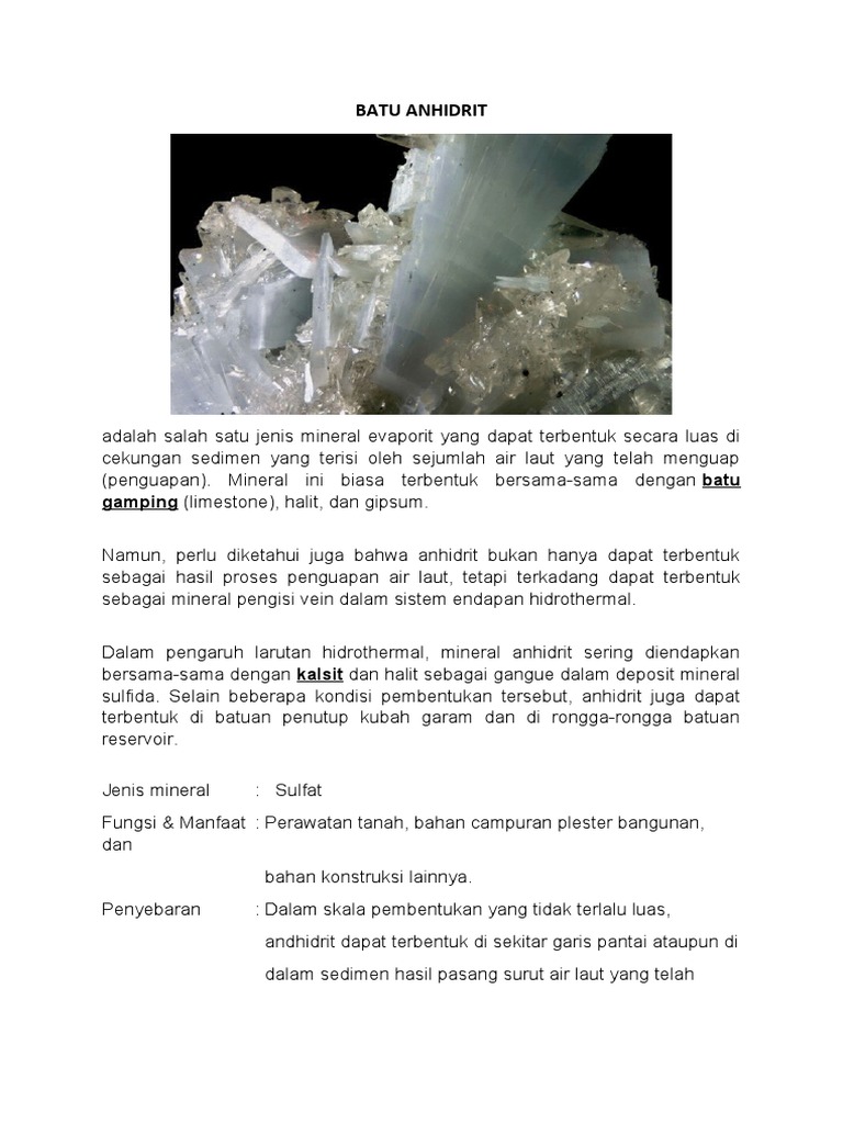 Manfaat dan Karakteristik Anhidrit | PDF | Griya & Taman