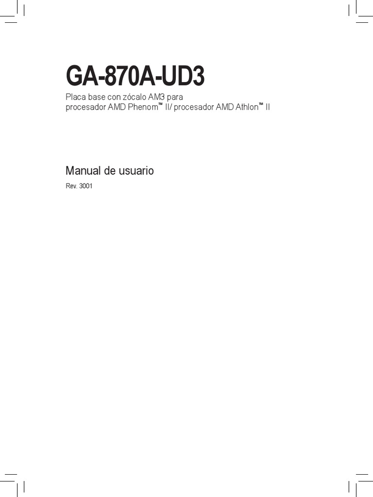 MB Manual Ga-870a-Ud3 v3.0 Es | PDF | USB | Hardware de la computadora