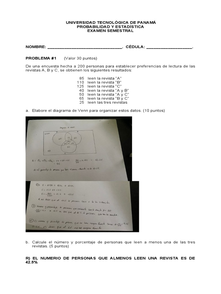 Examen Semestral Prob y Estadistica Jazr | PDF | Tecnología