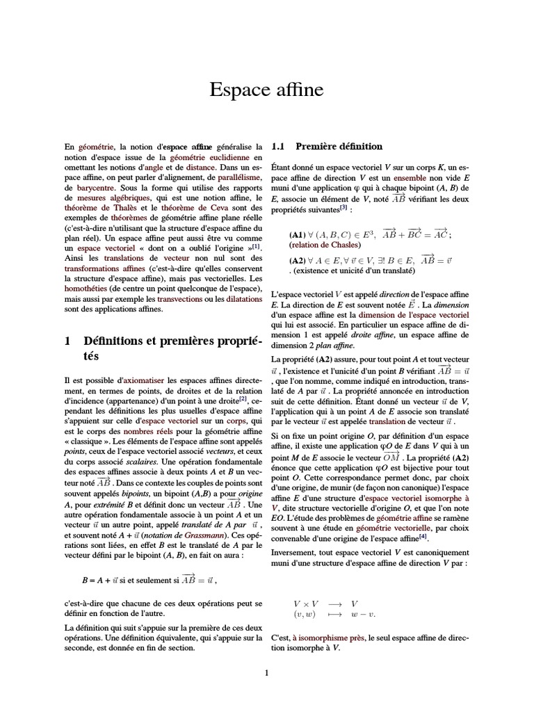 Espace Affine | PDF