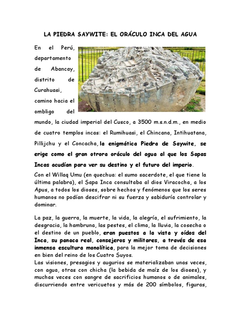 La Piedra Saywite | PDF | Imperio Inca