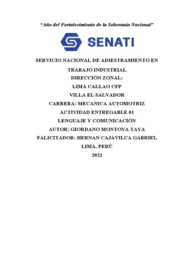 Caratula para Los Entregables de Senati | PDF