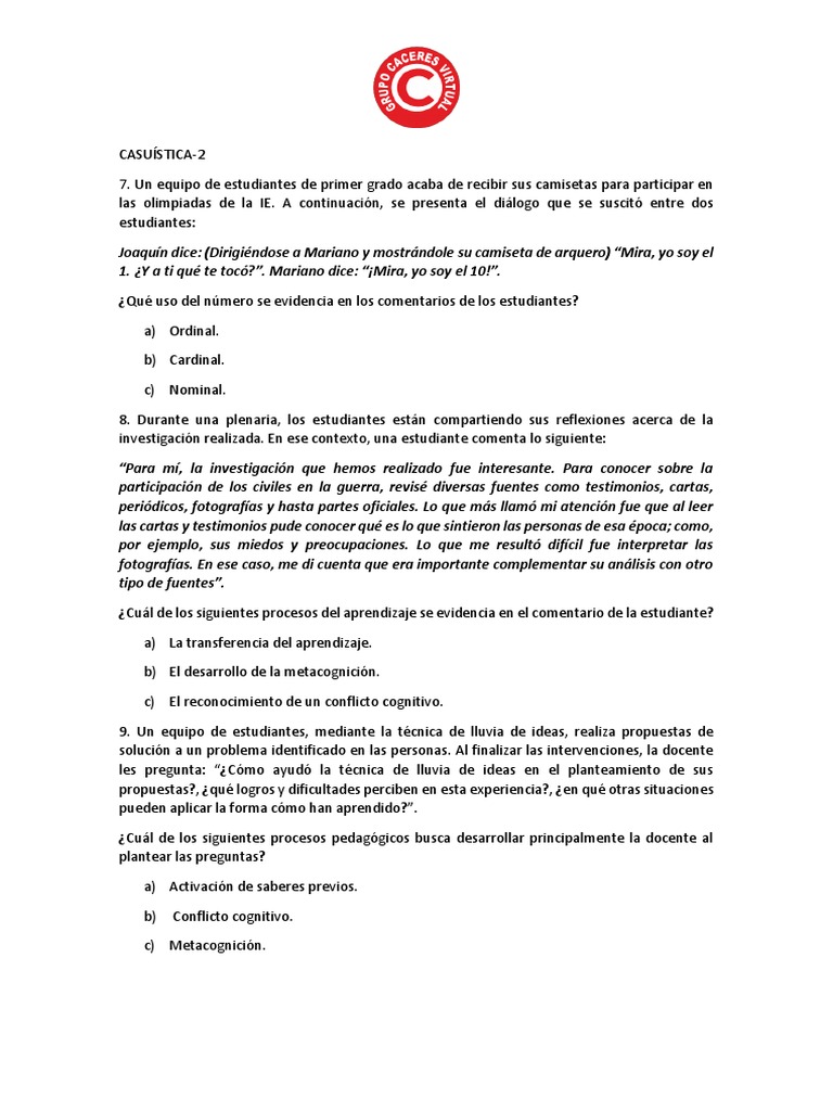 Casuistica 2 | PDF | Teoria de la mente | Aprendizaje