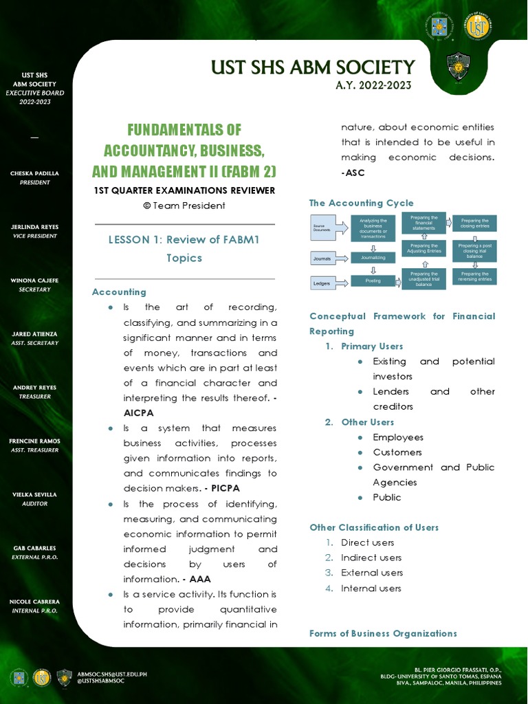 Grade 12 Fabm 2 Reviewer | PDF | Debits And Credits | Depreciation