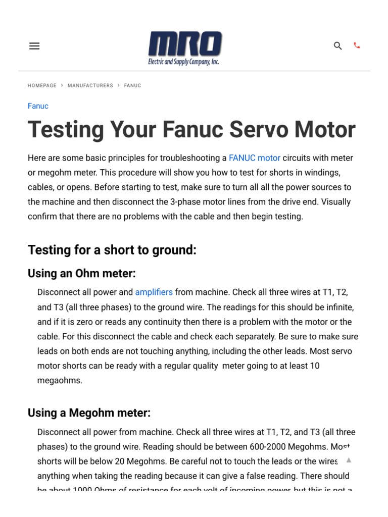 How To Test Your Fanuc Servo Motor Mro Electric And Supply Pdf