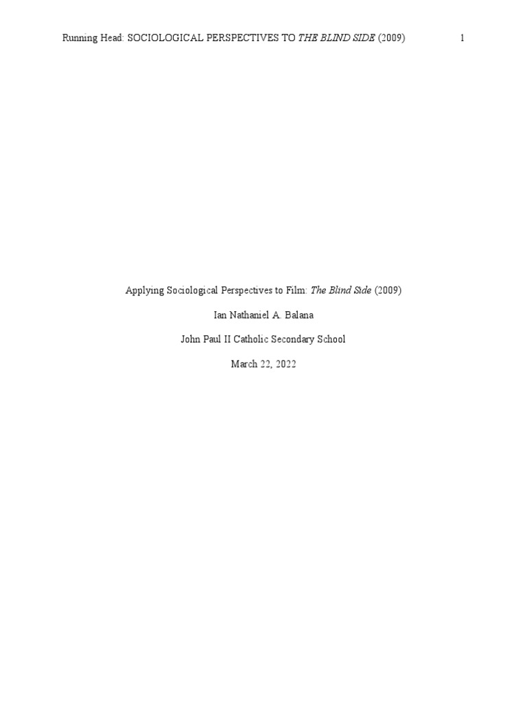 Functionalism in The Blind Side Analysis | PDF | Wellness