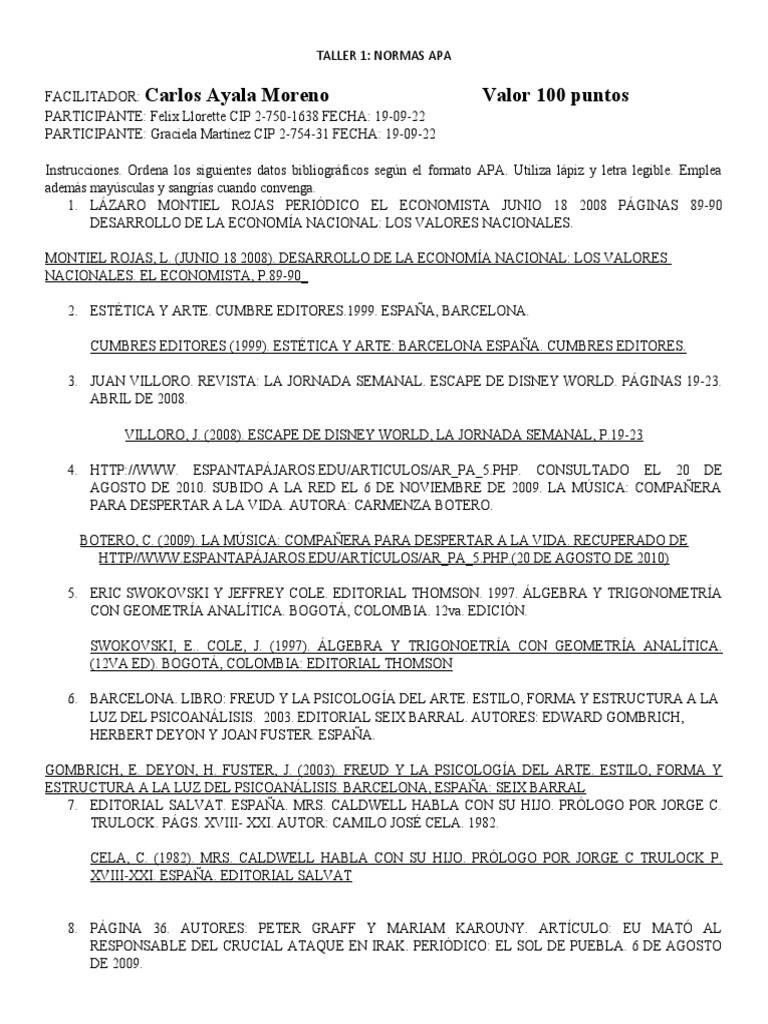 Normas APA: Ejemplos y Comentarios Evaluativos | PDF | Factores humanos ...