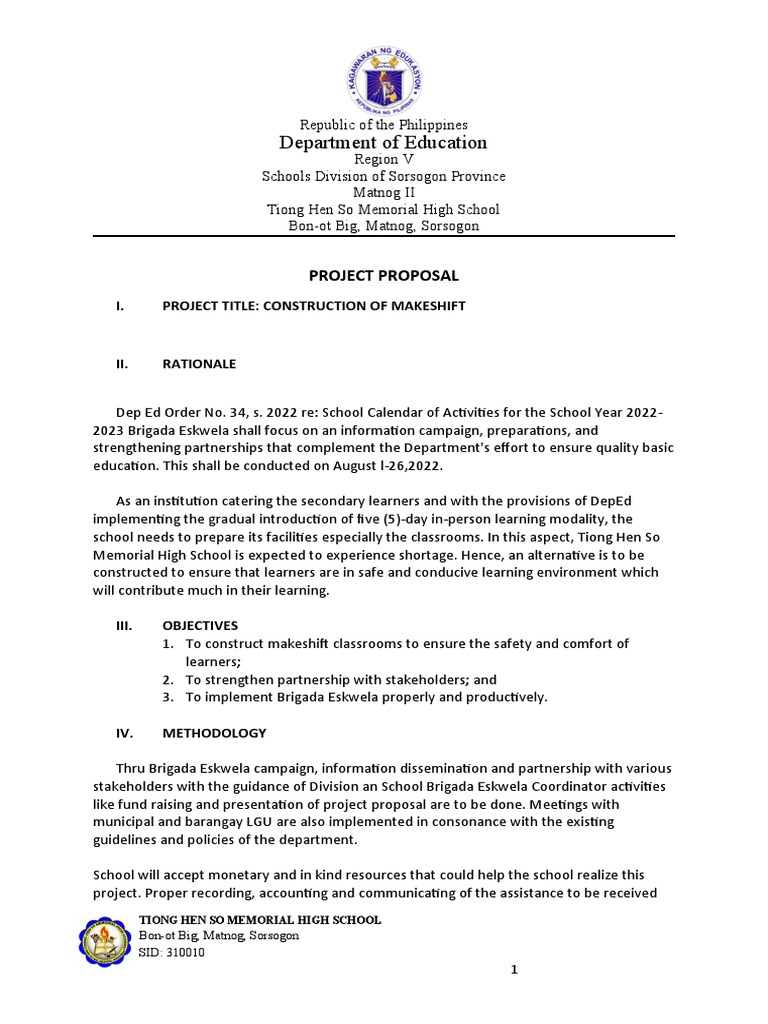 Project Proposal On Makeshift | PDF | Learning