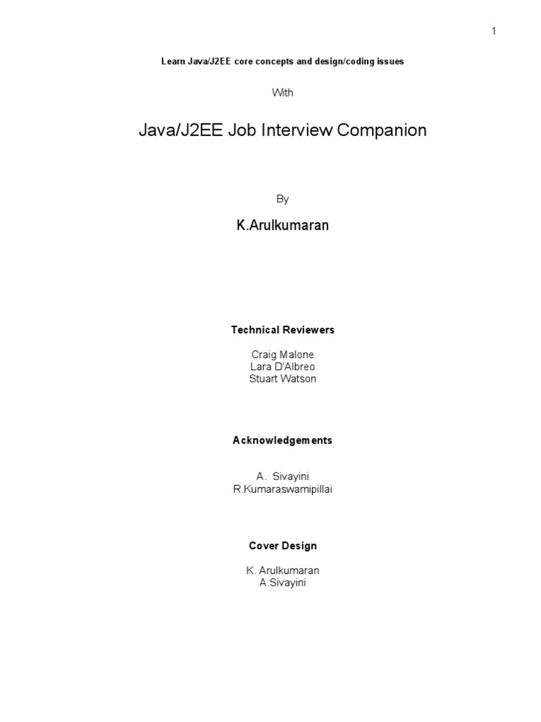Java J2EE Job Interview Companion - K.arulkumaran | PDF | Business | Technology & Engineering