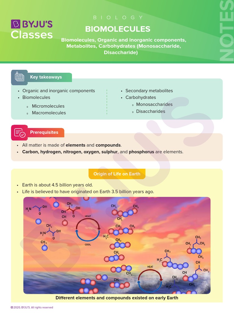 Biomolecules: Biomolecules, Organic and Inorganic Components ...