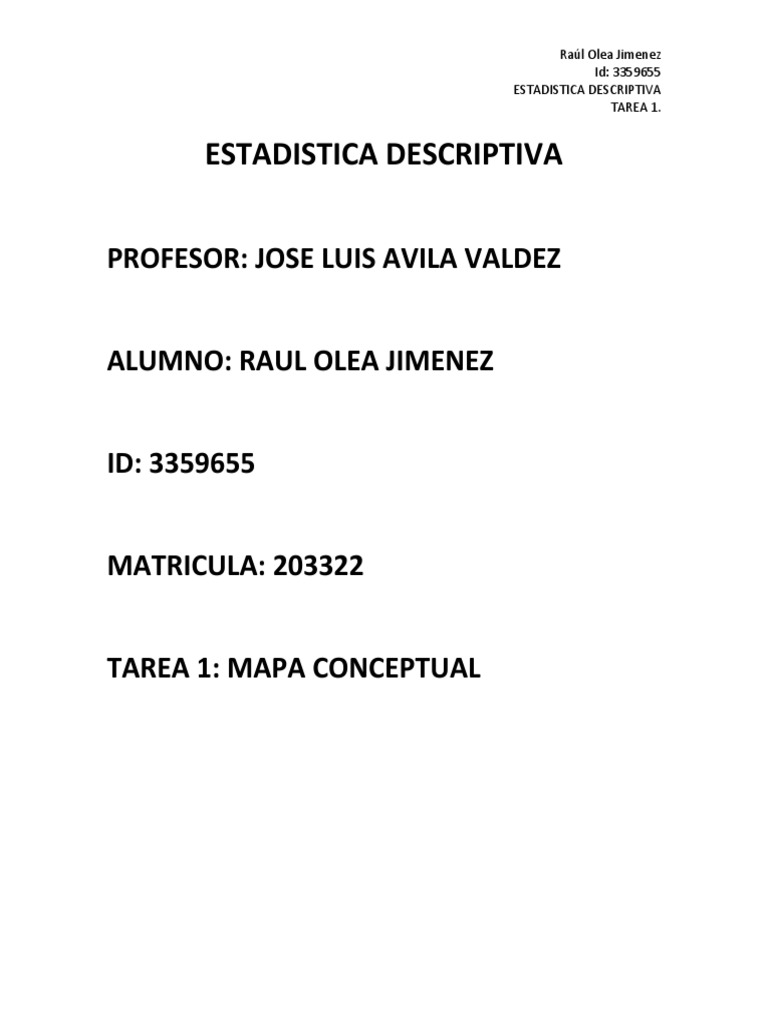 Tarea 1 Estadistica | PDF | Estadísticas | Estadísticas descriptivas