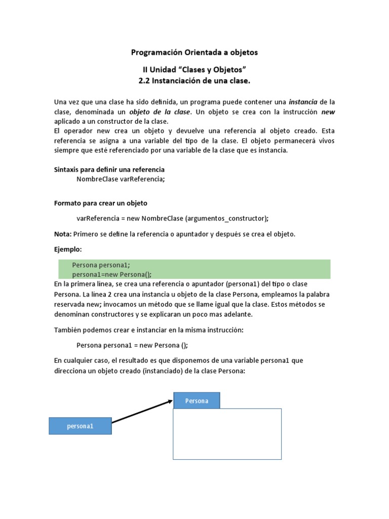 Instanciación de Clases en POO | PDF | Objeto (informática) | Modelos ...