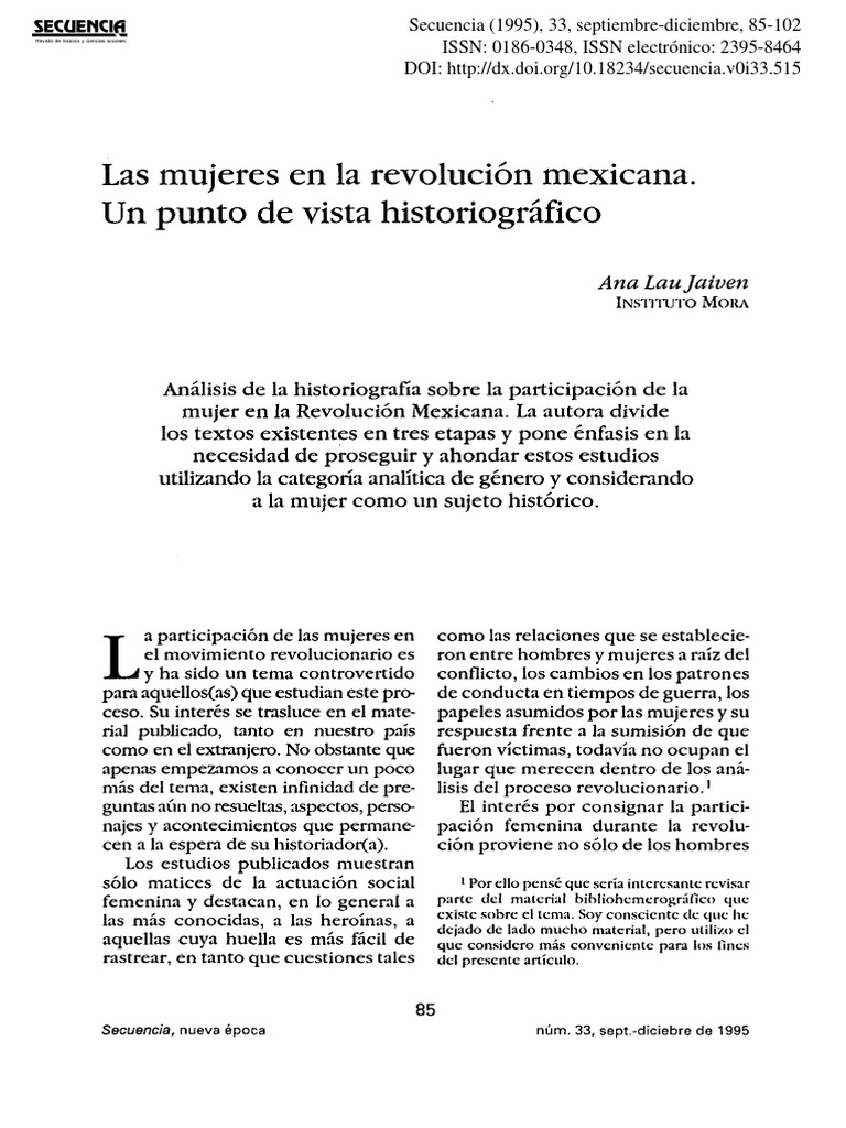 Jaiven, Ana Lau - LAS MUJERES EN LA REVOLUCION MEXICANA. UN PUNTO DE ...