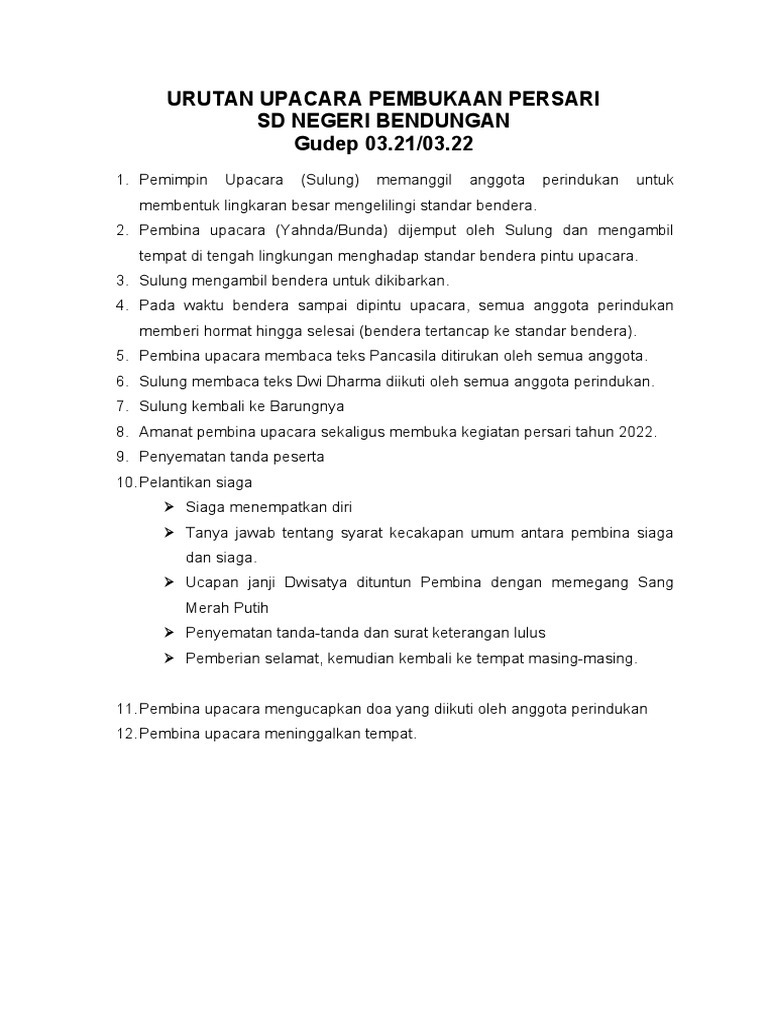 Urutan Upacara Persari | PDF