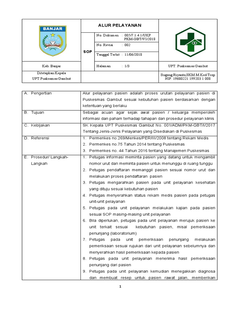 Sop Alur Pelayanan Ugd | PDF | Sains & Matematika