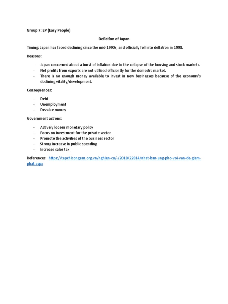Deflation of Japan - Group 7 (Easy People) | PDF