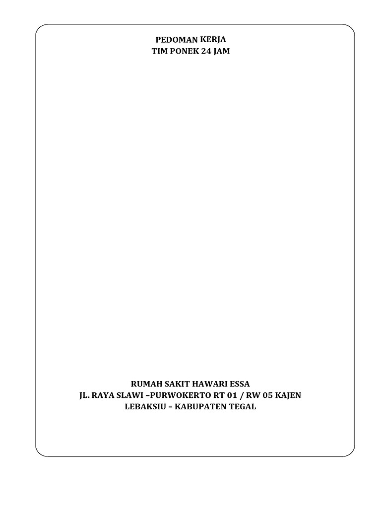 Pedoman Kerja Tim Ponek RS Hawari Essa | PDF