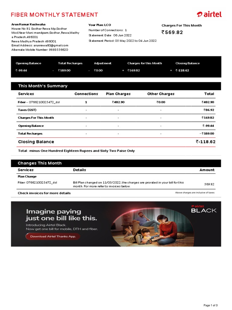 Fiber Monthly Statement - June 2022 | PDF
