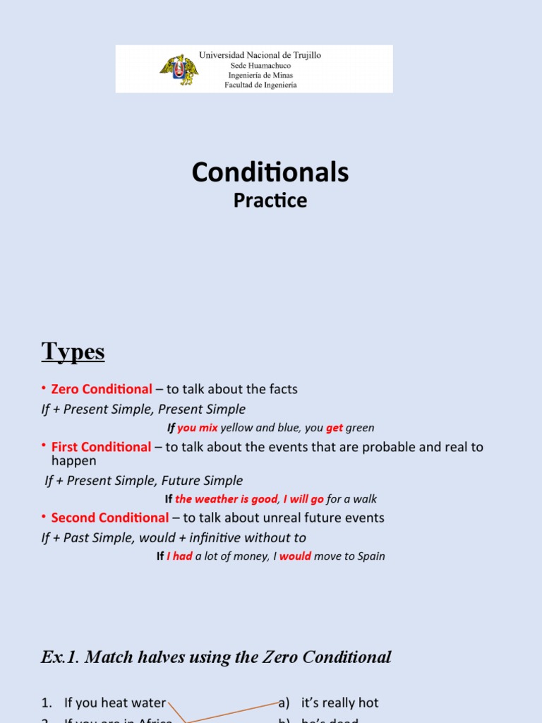Conditionals Exercises Type Zero First Grammar Drills | PDF